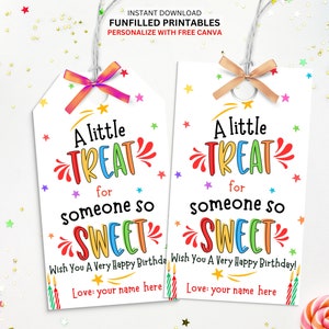 Printable Happy Birthday Gift Tag Template, Little Treat for Someone ...