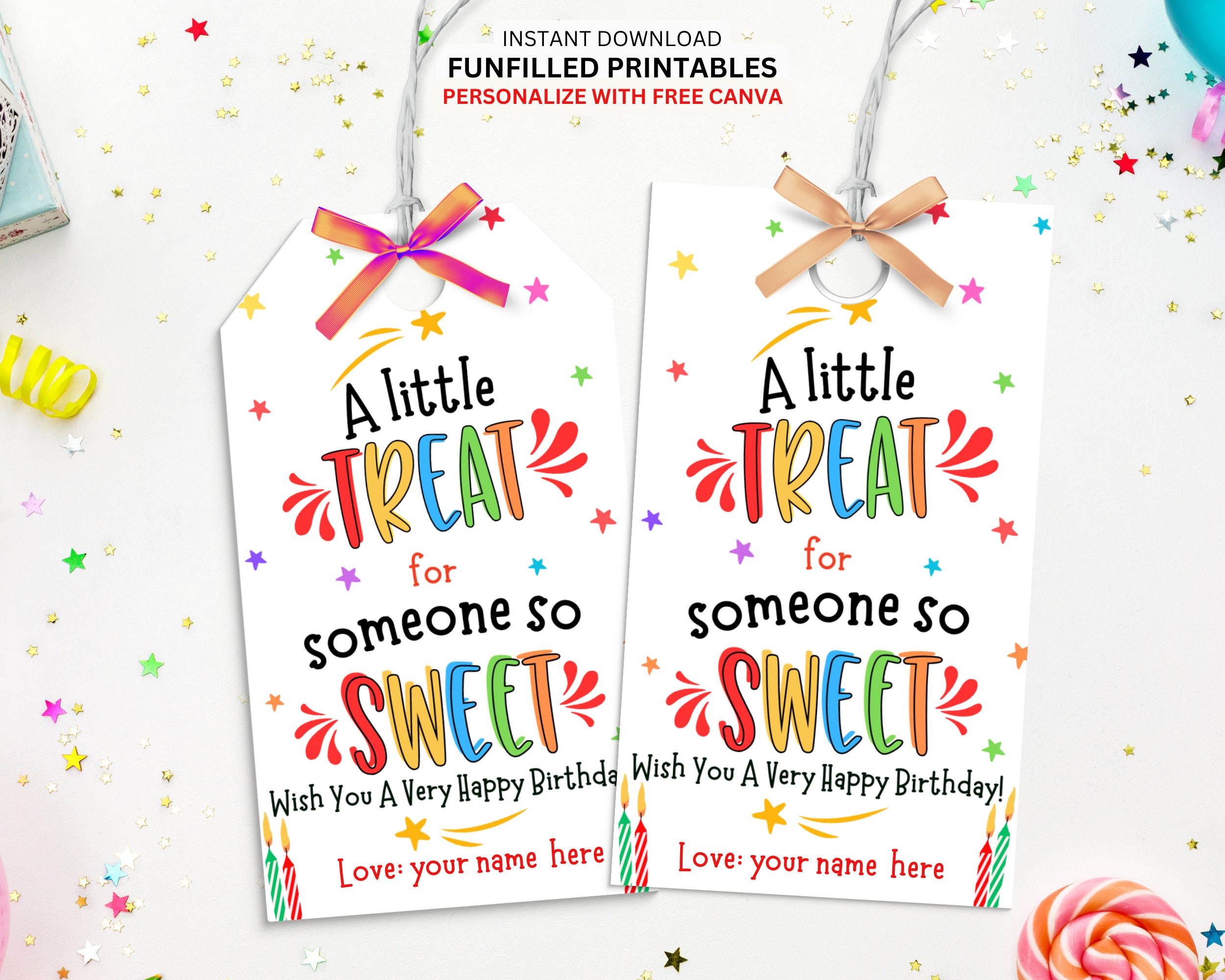 Printable Happy Birthday Gift Tag Template, Little Treat for Someone ...