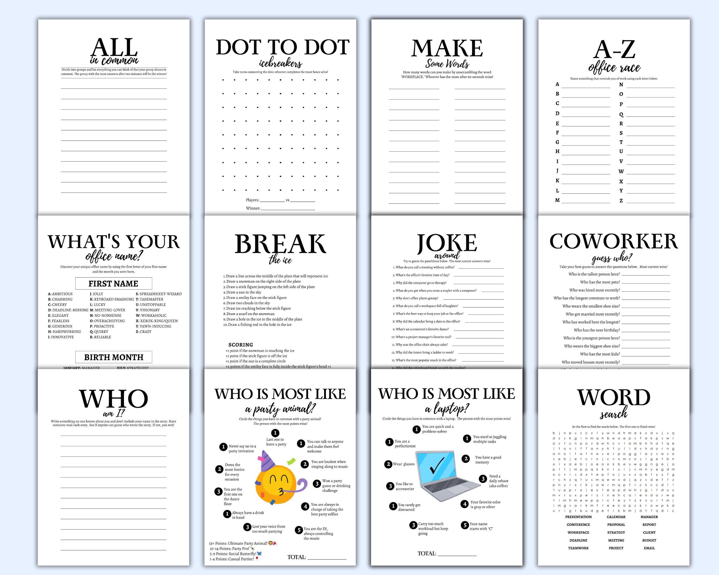 Icebreaker Games Office Party Games, Team Building Games, Fun Workplace ...