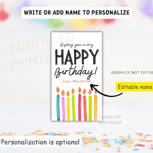 Birthday Tag Printable Happy Birthday Gift Tag Template, Watercolor ...