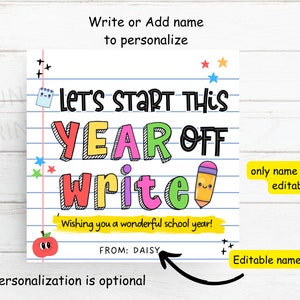 Back to School Tag Pencil, Lets Start Year off Write Tag Student Gift ...