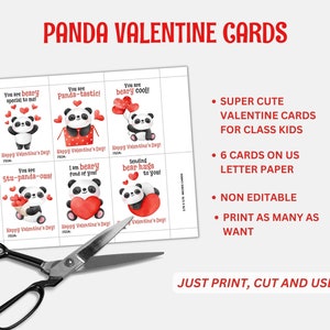 Panda Valentine Card, Kids Valentine Day Cards, Classroom Valentines ...
