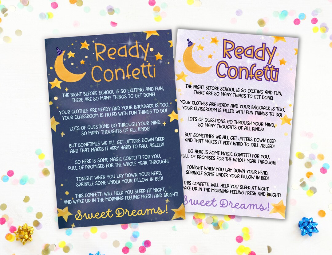 Ready Confetti, Back to School Gift Kindergarten Preschool, First Day ...