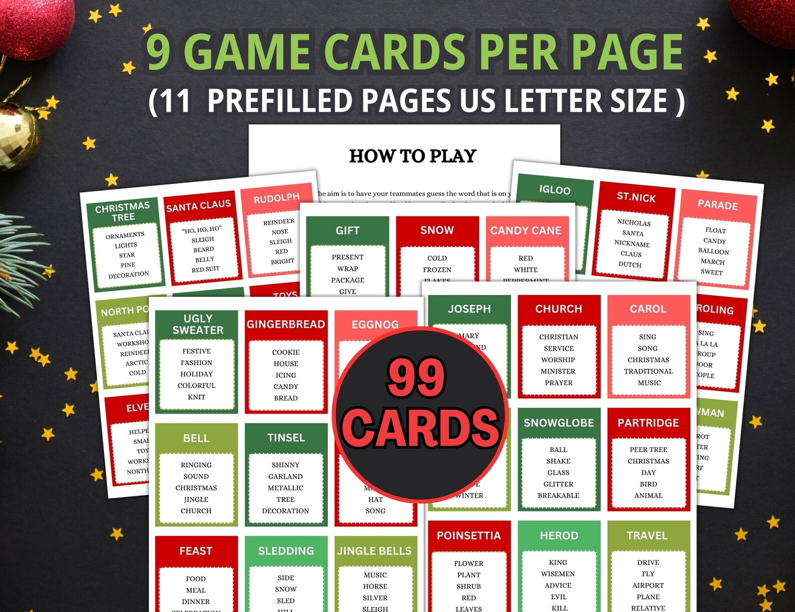 Christmas Taboo Game, Forbidden Words Christmas Game, Taboo Cards ...