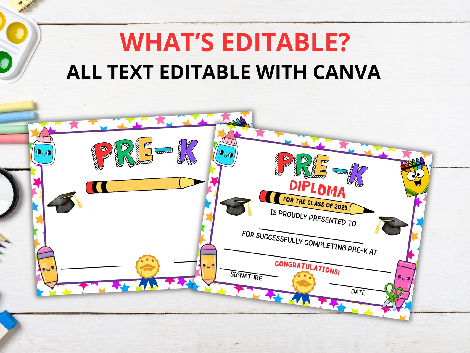 Pre-k Graduation Certificate Editable Pre-k Diploma for Kids, Last Day ...