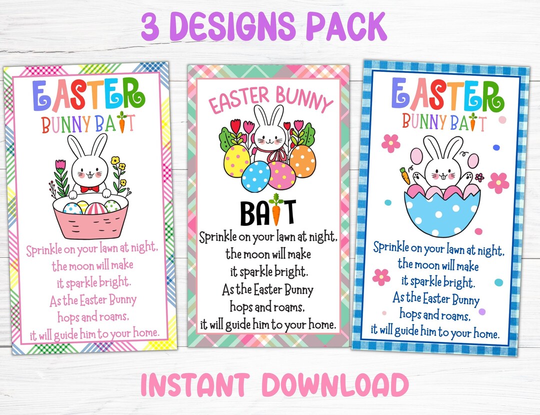 Easter Bunny Bait Tag Printable, Bunny Bait Food Card, Bunny Bait Label ...
