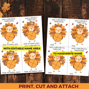 Kids Thanksgiving Play Dough Cards, Class Thanksgiving Favors Tags, Non ...
