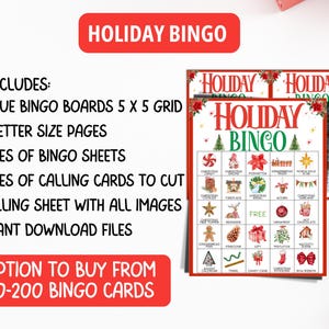 50 Holiday Bingo Cards, Holiday Party Games for Adults Kids, Printable ...