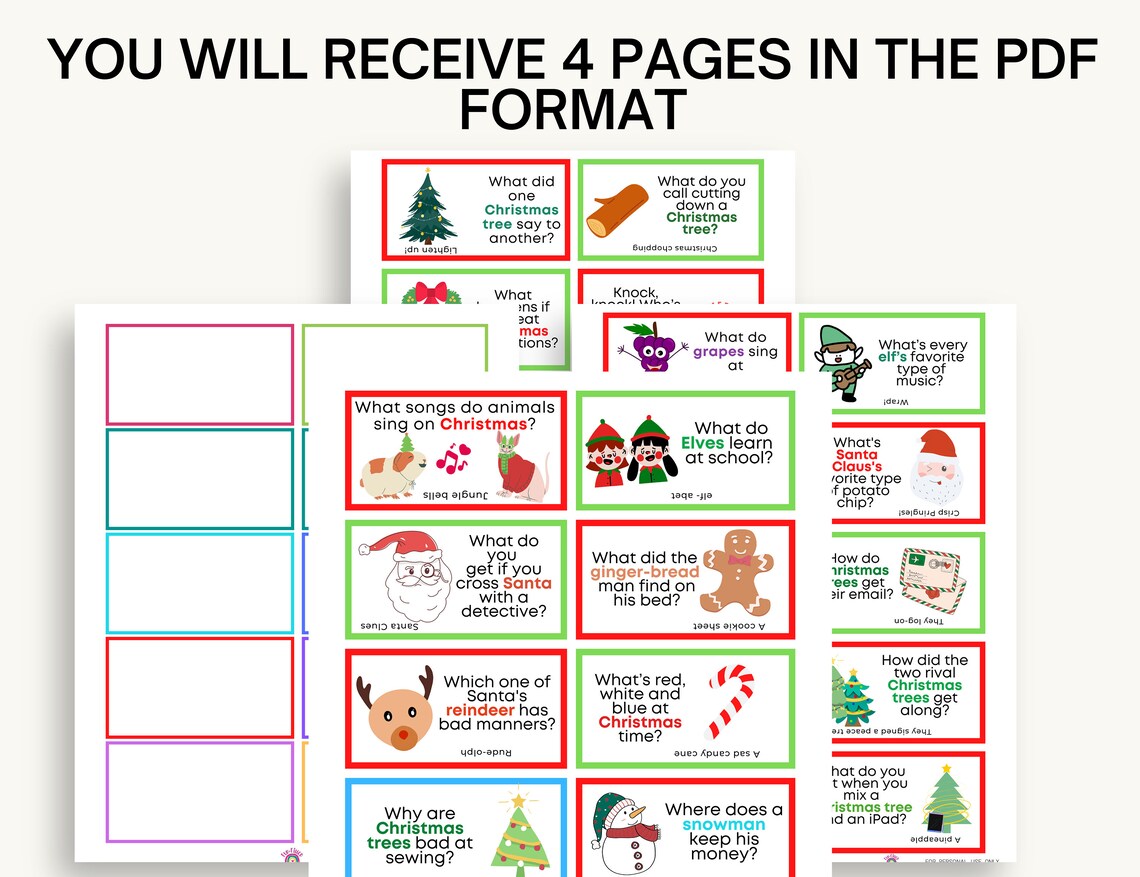 Printable Christmas Lunchbox Jokes, December Christmas Lunch Box Notes ...
