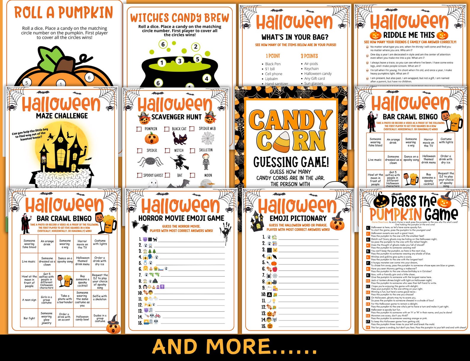 Halloween Game Bundle, Halloween Party Games for Kids Family Halloween ...