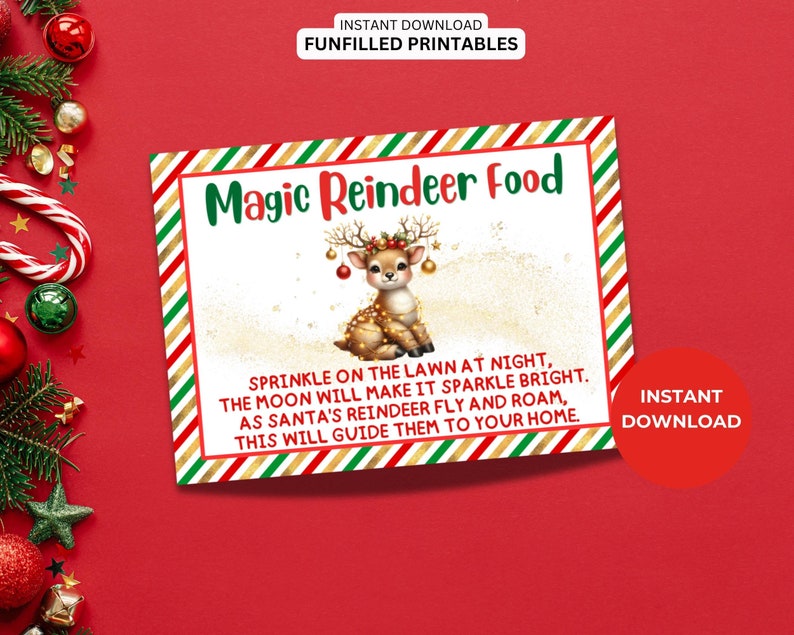 Magic Reindeer Food Treat Bag Topper, Reindeer Food Tag/ Label ...