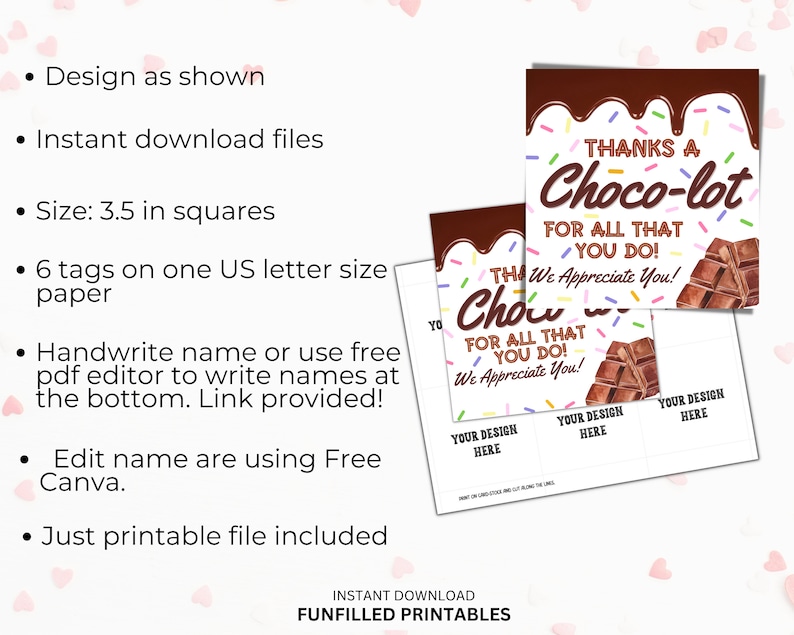 Chocolate Appreciation Tags, Teacher Appreciation Chocolate Gift Tag ...