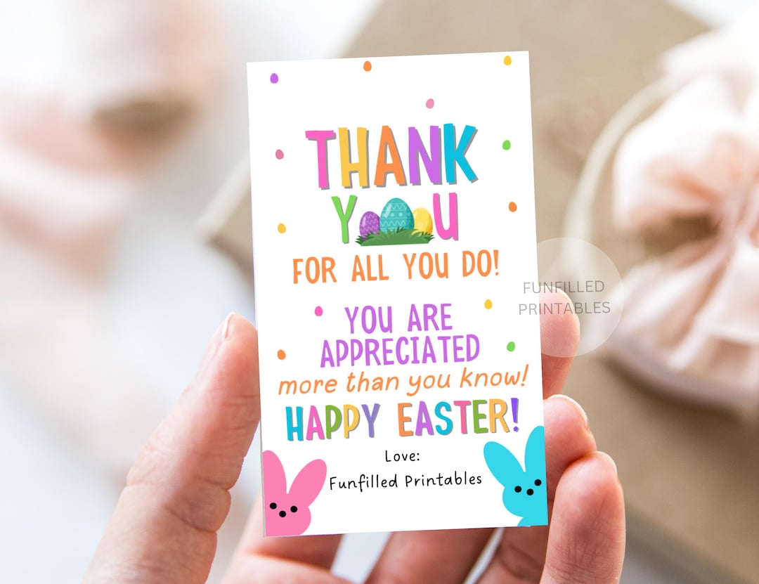 Easter Thank You Appreciation Tag, Teacher Staff Appreciation, Easter ...