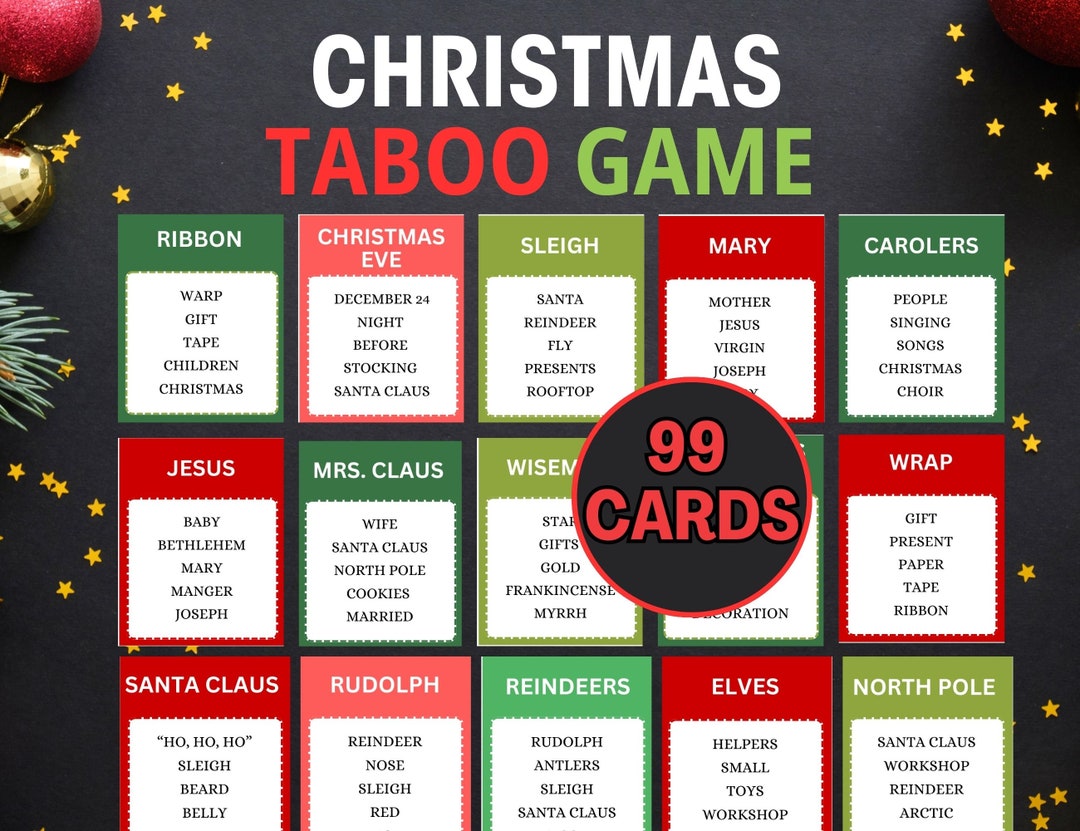 Christmas Taboo Game, Forbidden Words Christmas Game, Taboo Cards ...