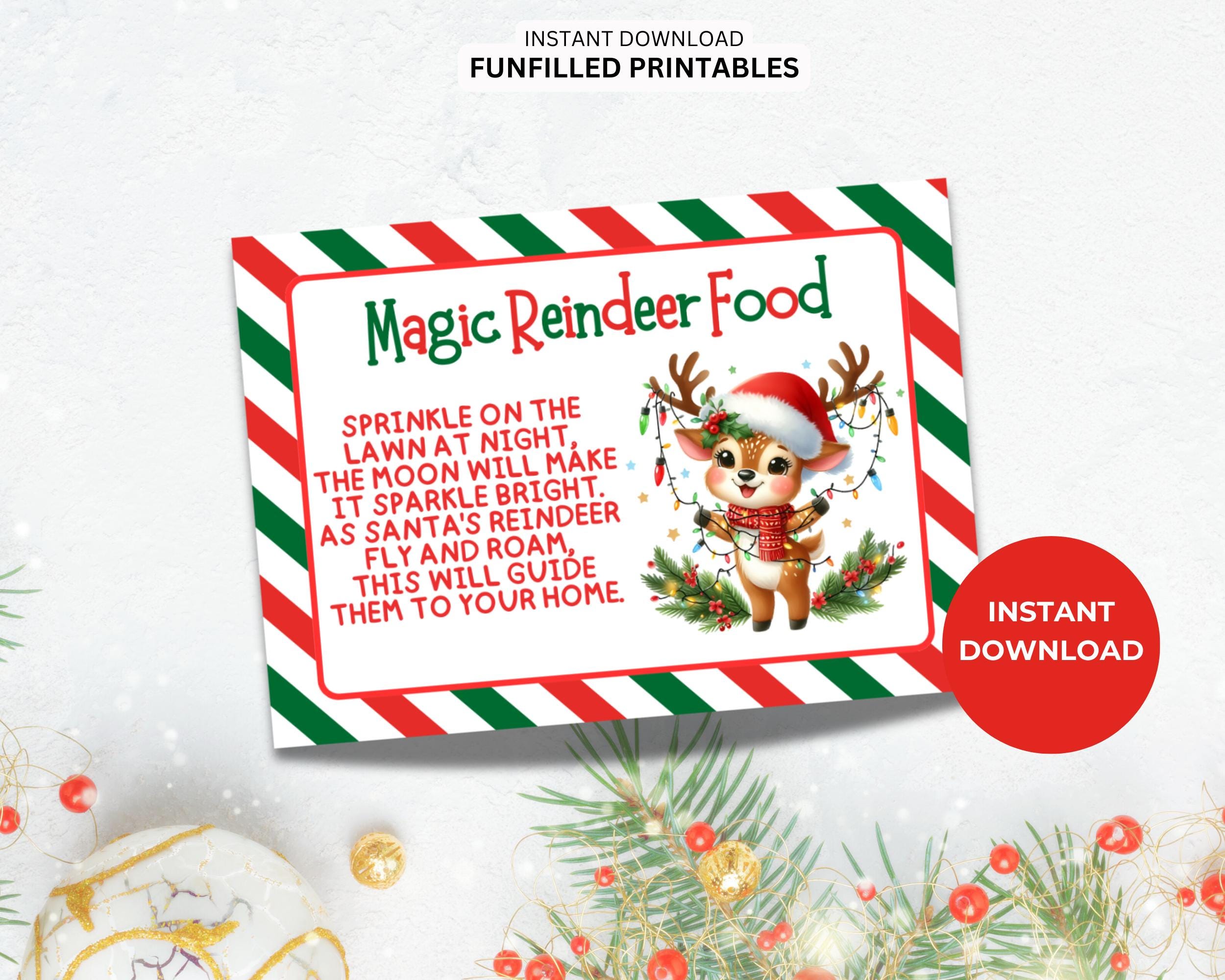 Magic Reindeer Food Treat Bag Topper, Reindeer Food Tag, Label ...
