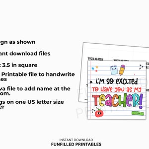 First Day of School Teacher Gift Tag From Student, Printable Back to ...