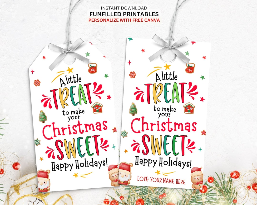 Christmas Treat Tag, Christmas Favors Tags, Treat Bag Tags for Teachers ...