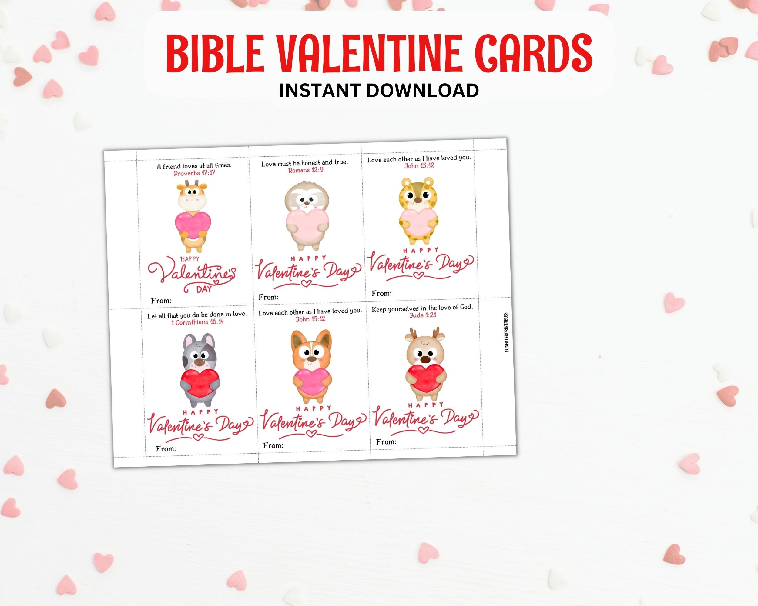 Bible Valentines Scripture Cards, Christian Valentines Cards, Bible Day ...
