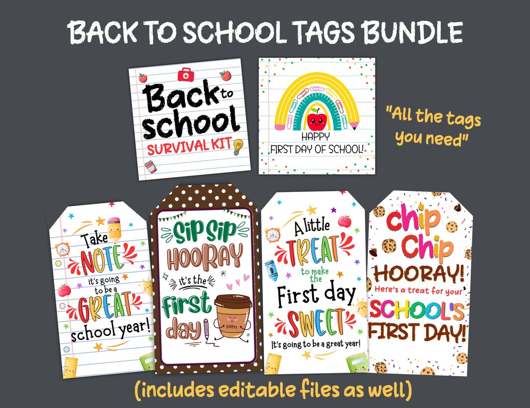 Back to School Tags, First Day of School Teacher Gifts Tags, First Day ...