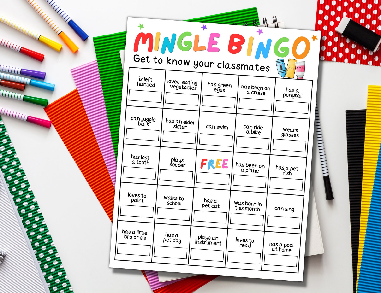 Back to School Bingo, Mix and Mingle Bingo, Get to Know You Icebreaker ...