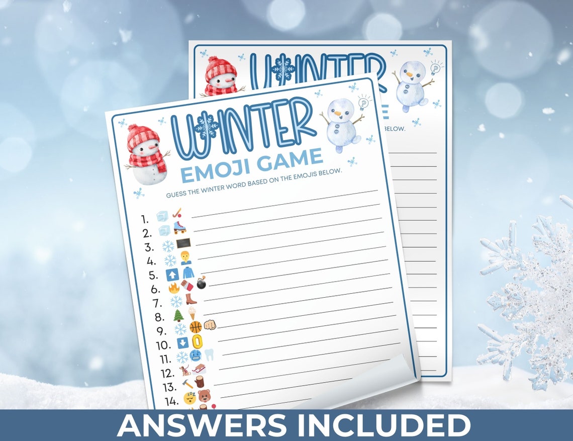 Winter Emoji Game, Printable Winter Games, Fun Winter Activities for ...