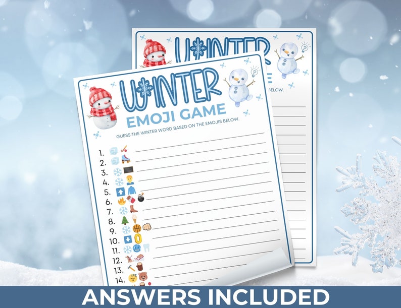 Winter Emoji Game, Printable Winter Games, Fun Winter Activities for ...