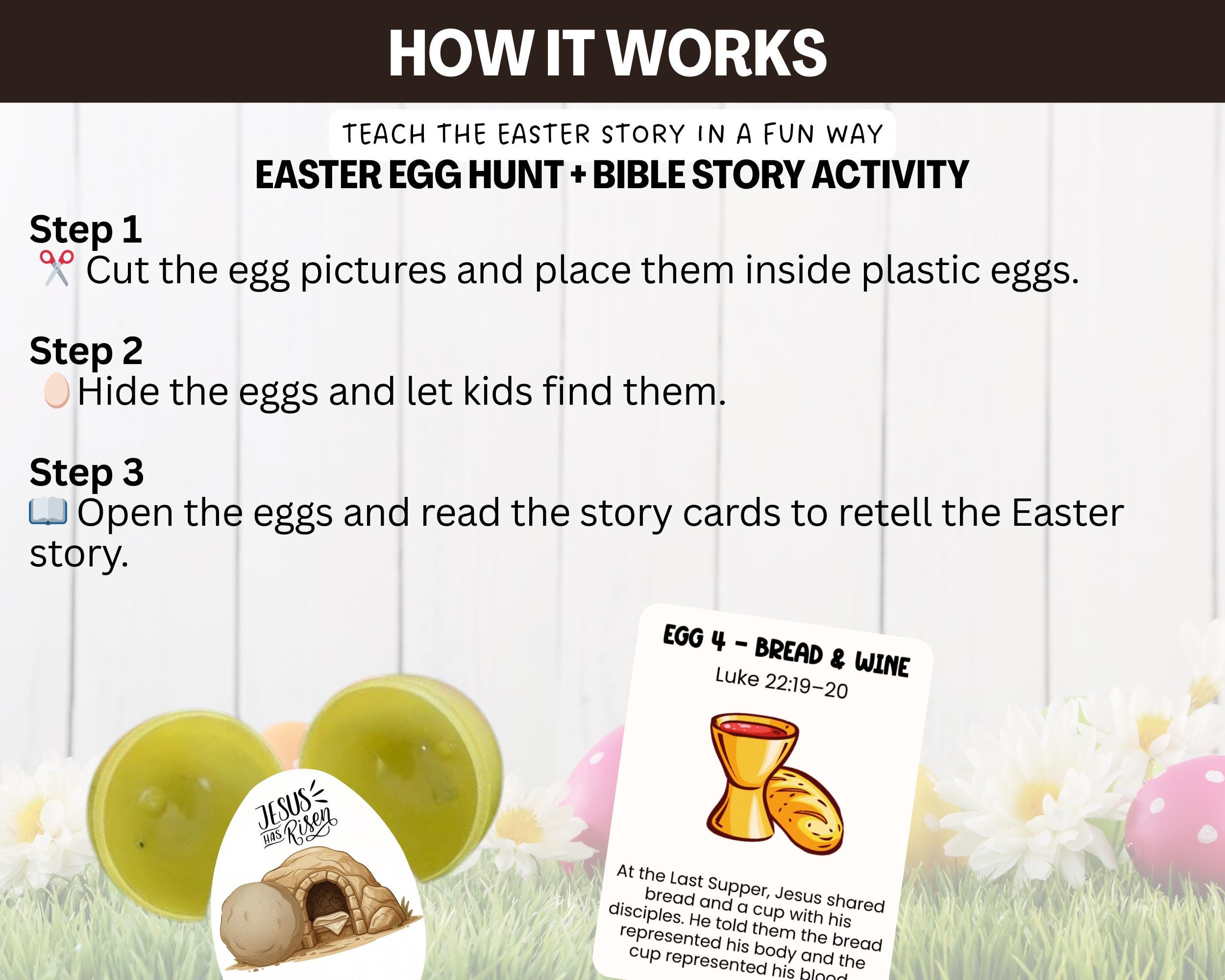 Resurrection Eggs Hunt Printable for Kids, Easter Story Eggs & Cards ...