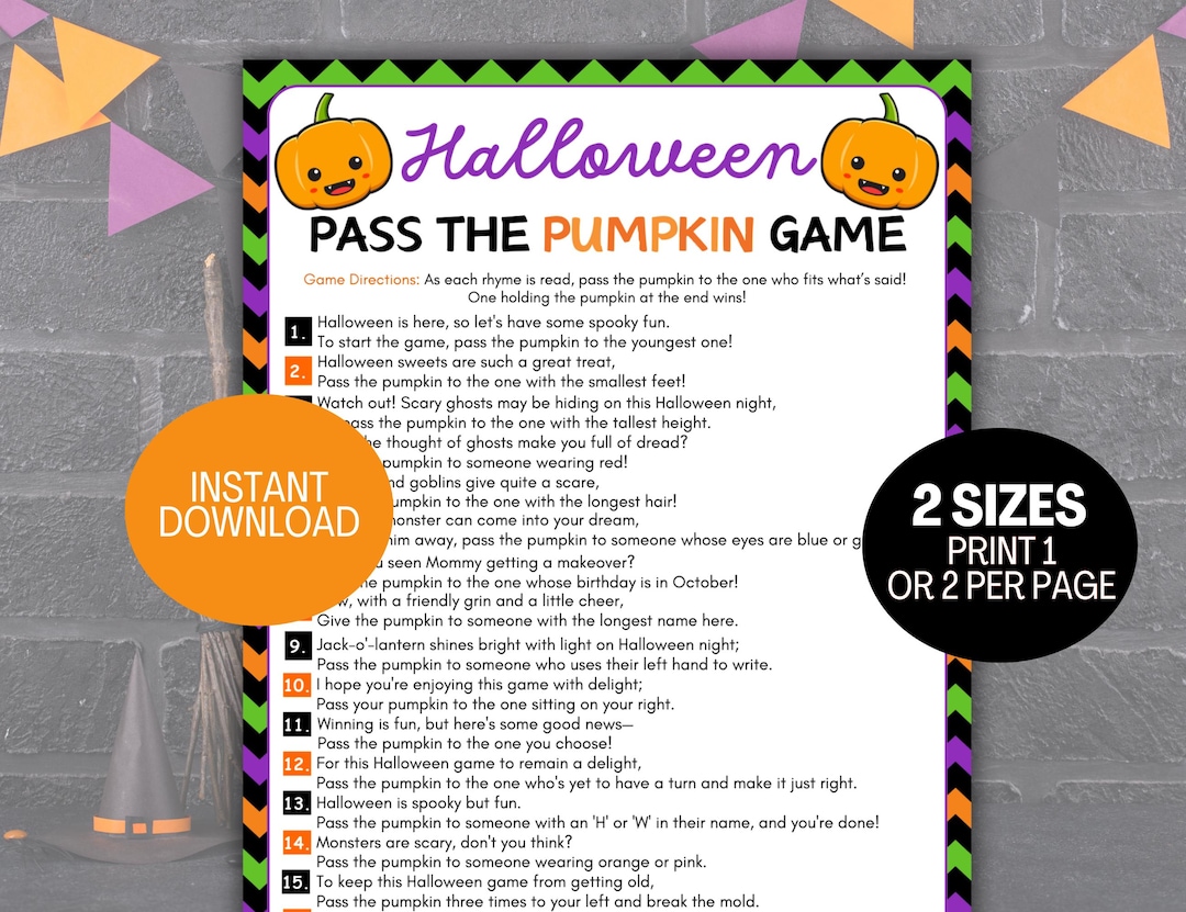 Pass the Pumpkin Game Halloween Games for Kids, Halloween Class Kids ...