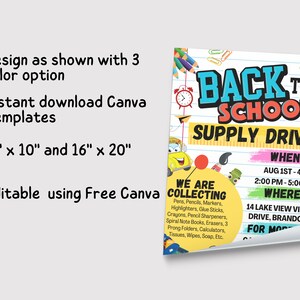 Editable School Supply Drive Flyer Template, Printable Back to School ...