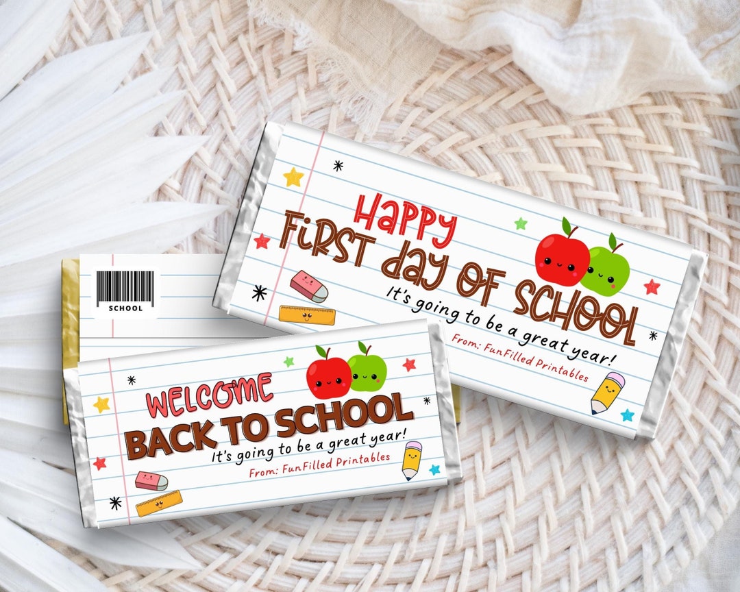 Back to School Chocolate Bar Wrapper, Candy Bar Wrapper, First Day of ...