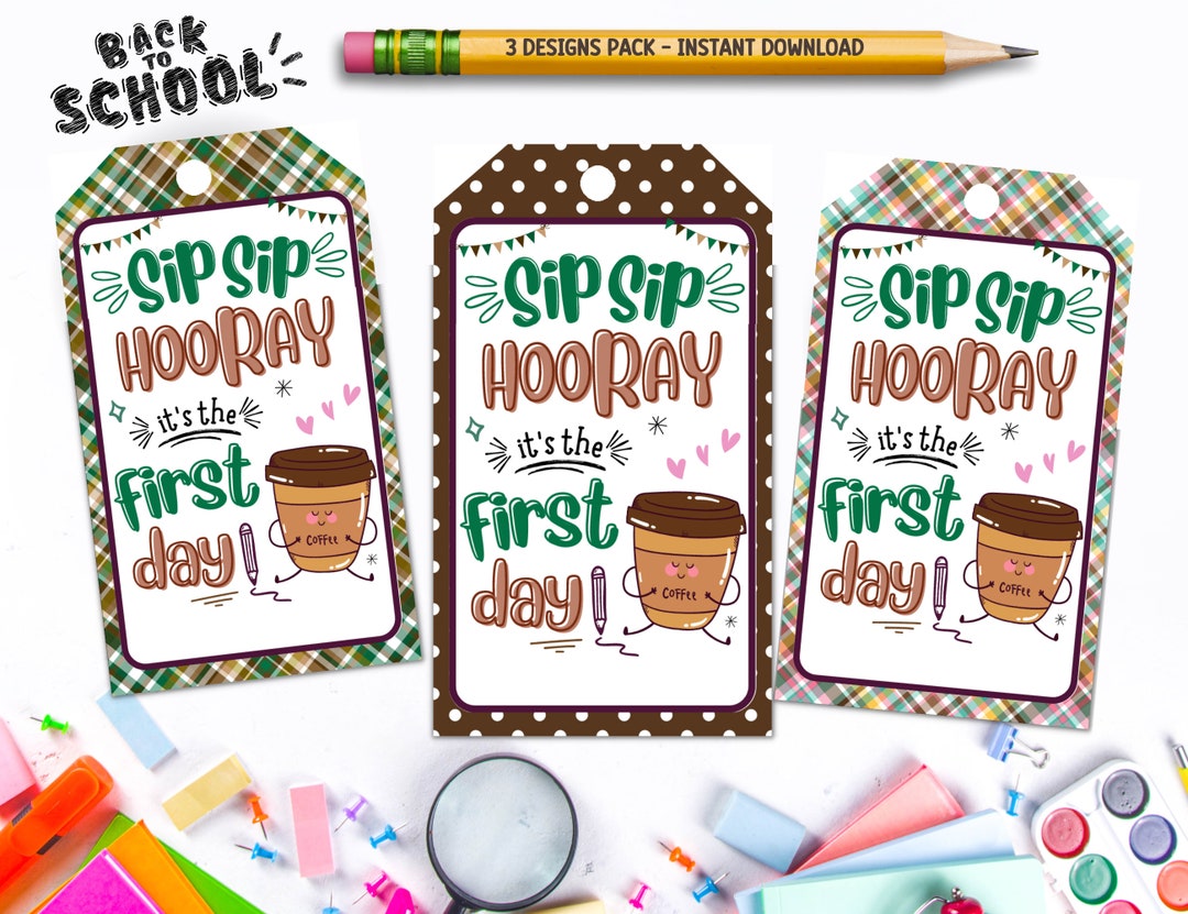 Back to School Teacher Coffee Gift Tags, First Day of School Teacher ...