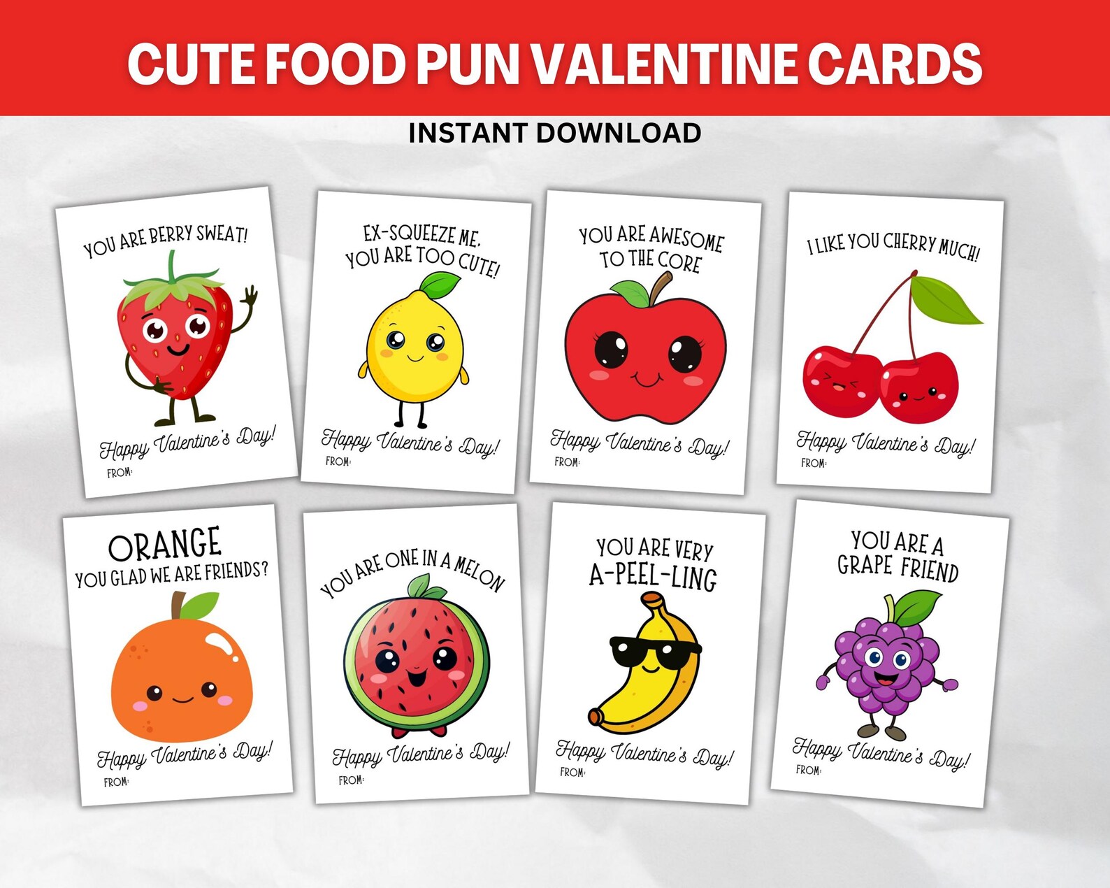 Food Pun Valentines Cards Printable Funny Punny Valentines Day Cards ...