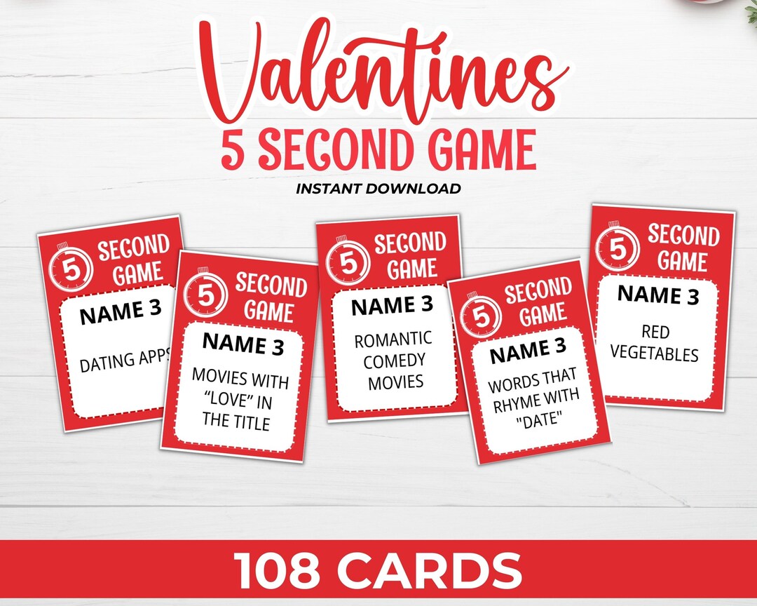 Valentine's Day 5 Second Game | Printable Valentine's Game | Valentine ...