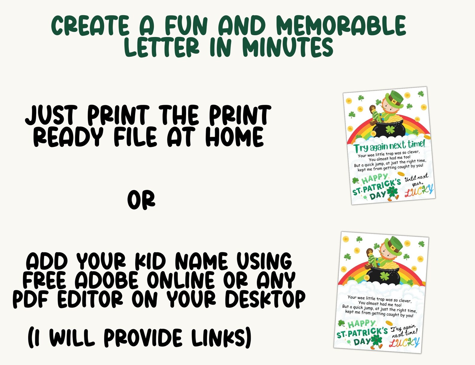 Printable Leprechaun Letter, Leprechaun Trap Note, St Patricks Day ...