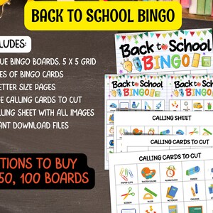 Back to School Bingo Game, 50 Bingo Cards Printable First Day of School ...