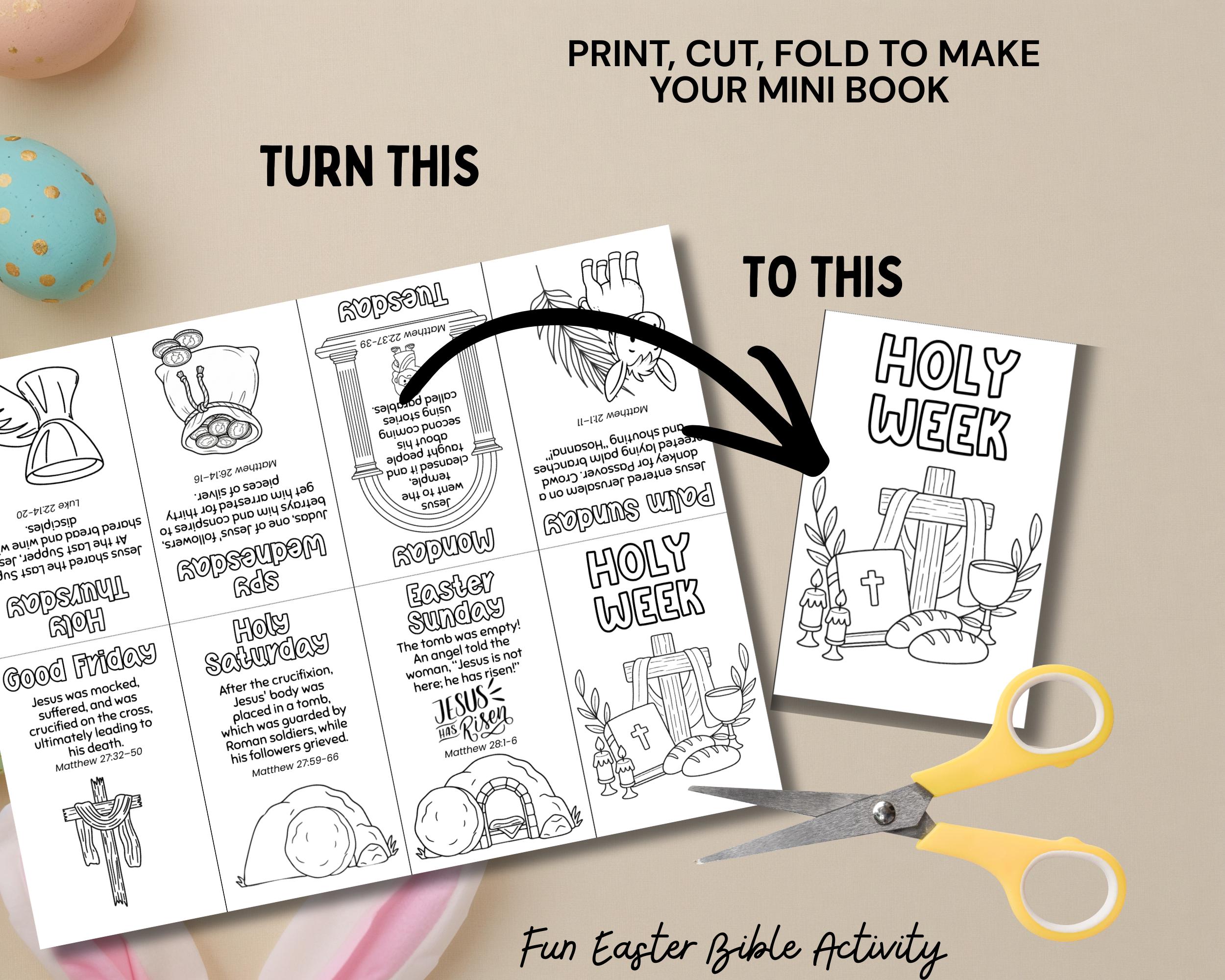 Holy Week Mini Coloring Book Printable Easter Story Craft for Kids ...