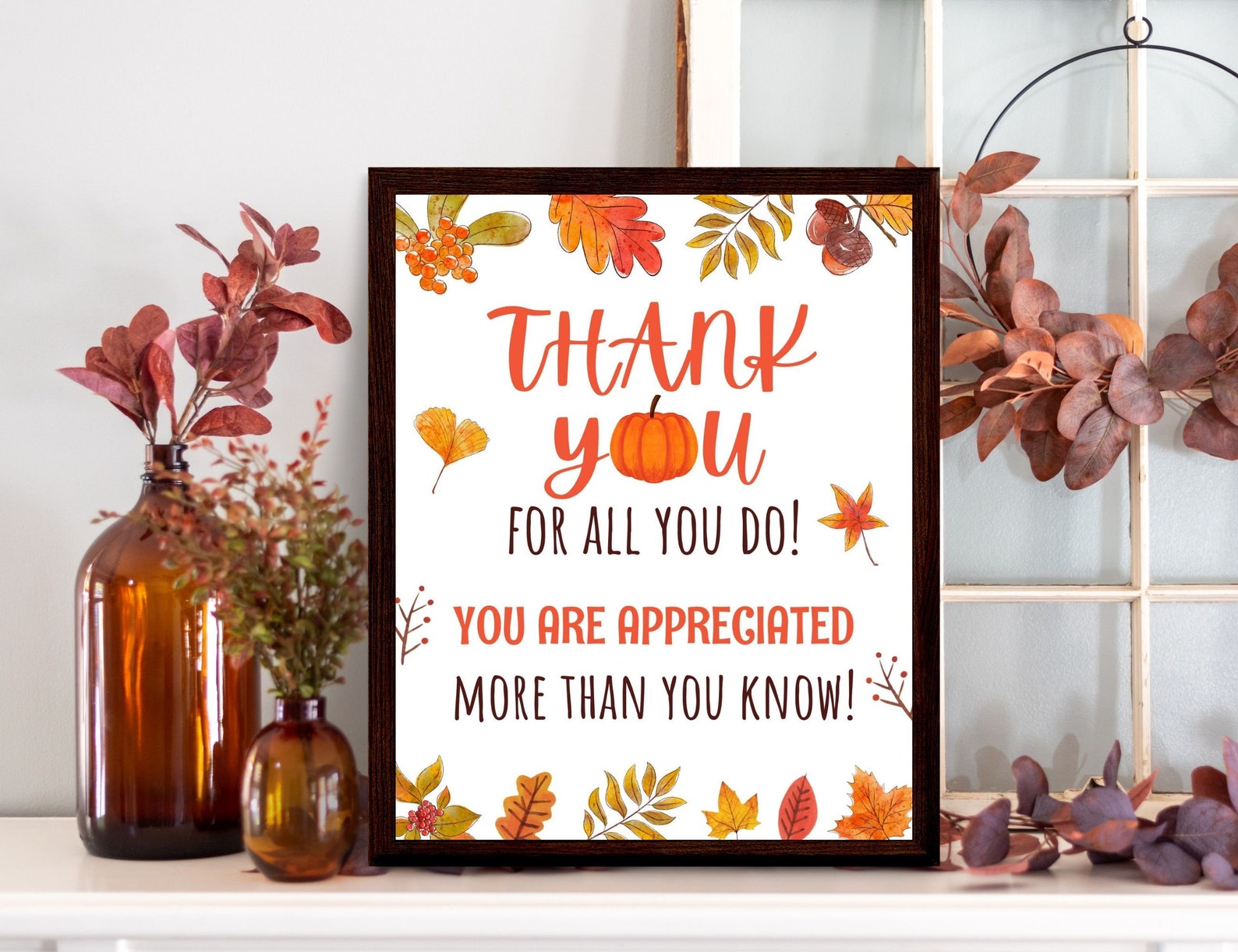 Thanksgiving Sign, Fall Thank You for All You Do Appreciation Sign ...