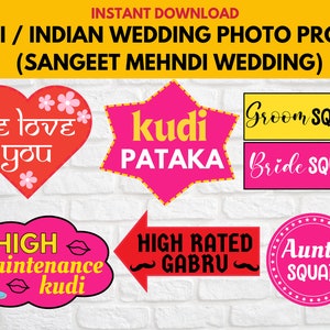 Indian Wedding Photo Props, Desi Wedding Props, DIY Desi Shadi Photo ...
