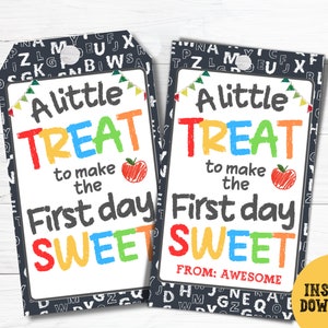 First Day of School Treat Tag, Welcome Back to School Tag for Teacher ...