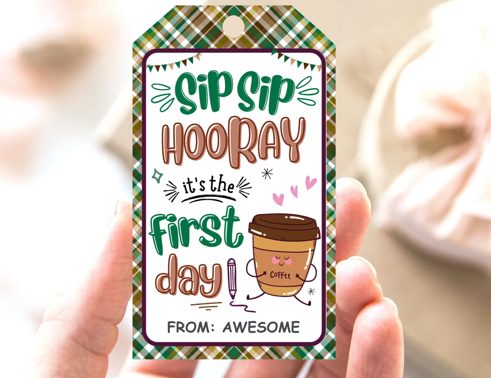 Back to School Teacher Coffee Gift Tags, First Day of School Teacher ...