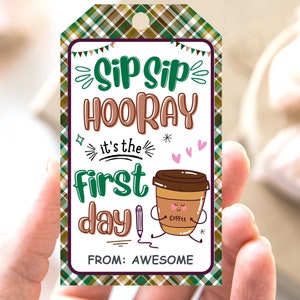 Back to School Teacher Coffee Gift Tags, First Day of School Teacher ...