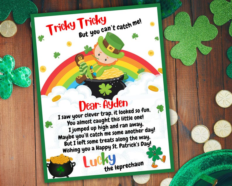 Printable Leprechaun Letter, Leprechaun Trap Note, Editable Leprechaun ...