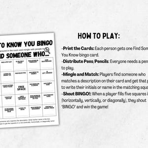 Get to Know You Bingo Game, Find Someone Who Bingo, Find the Guest ...