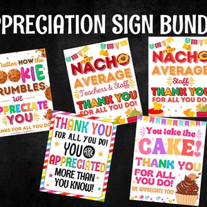 Printable Appreciation Sign Bundle, Teacher Employee Staff Appreciation ...