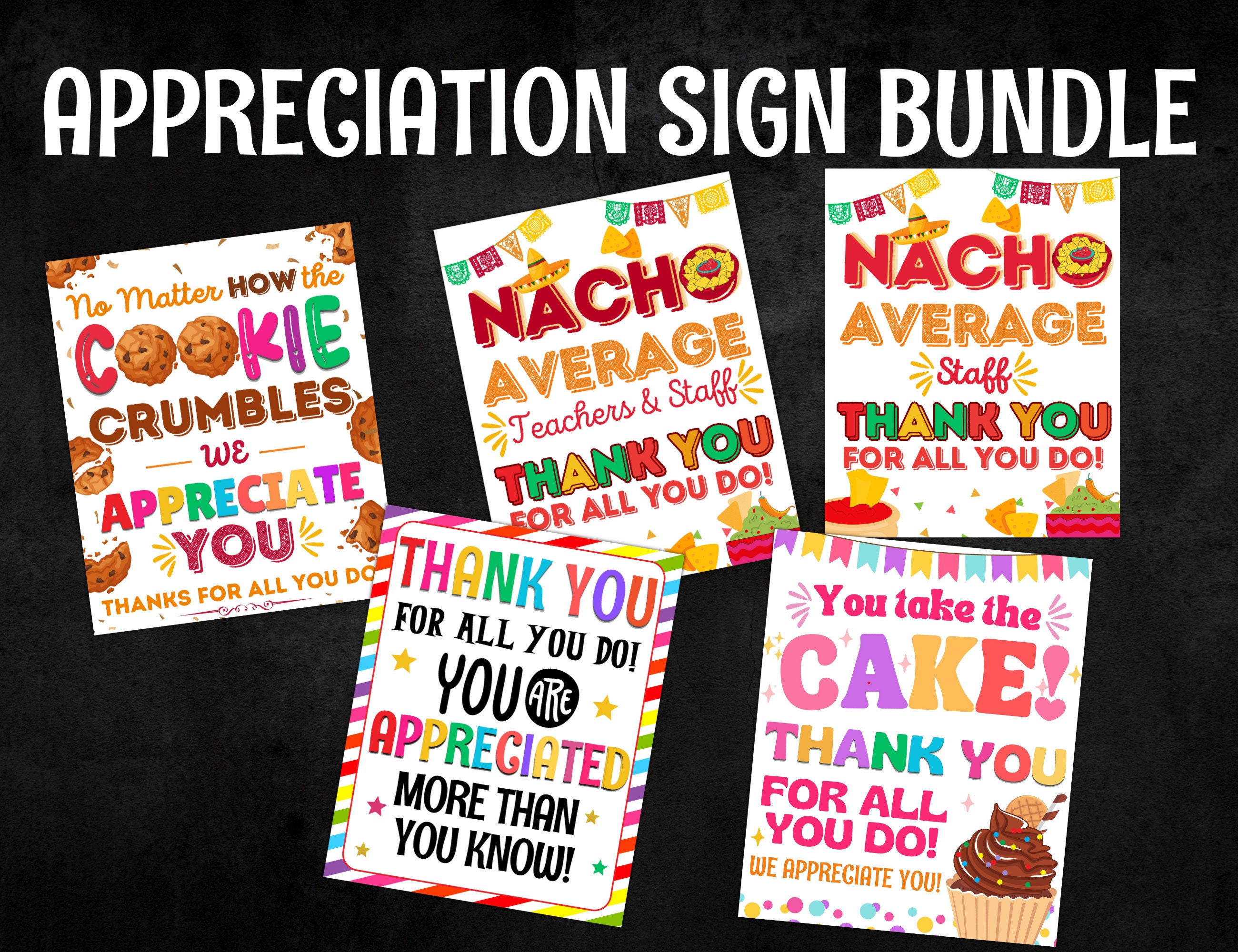 Printable Appreciation Sign Bundle, Teacher Employee Staff Appreciation ...