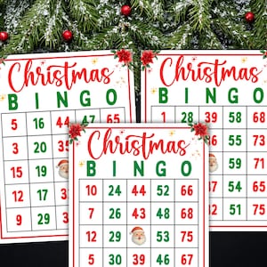 200 Christmas Bingo Cards, Printable Christmas Number Bingo for Adults ...