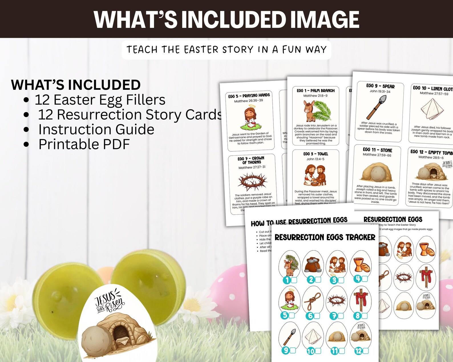 Resurrection Eggs Hunt Printable for Kids, Easter Story Eggs & Cards ...
