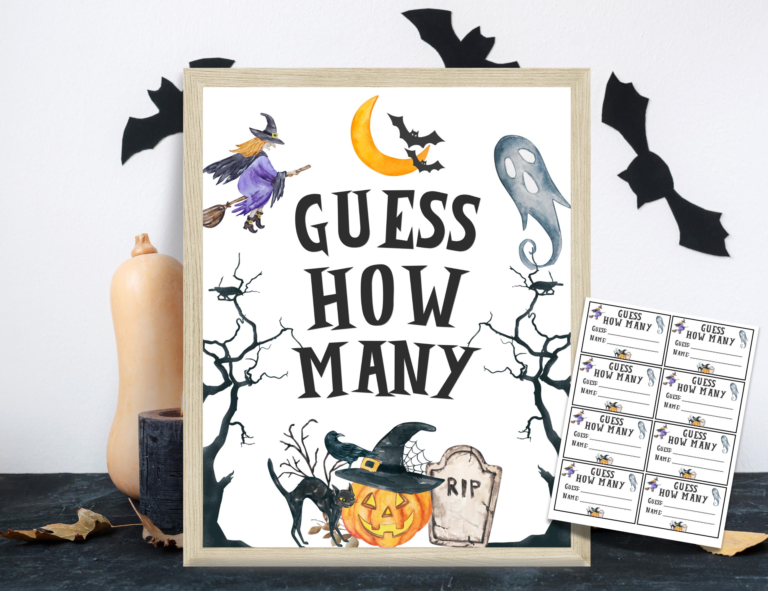 Guess How Many Halloween Guessing Game Printable, Fun Halloween Game ...