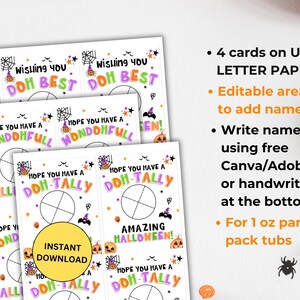 Halloween Playdough Printable Holder, Playdough Favors Tag, Non Candy ...