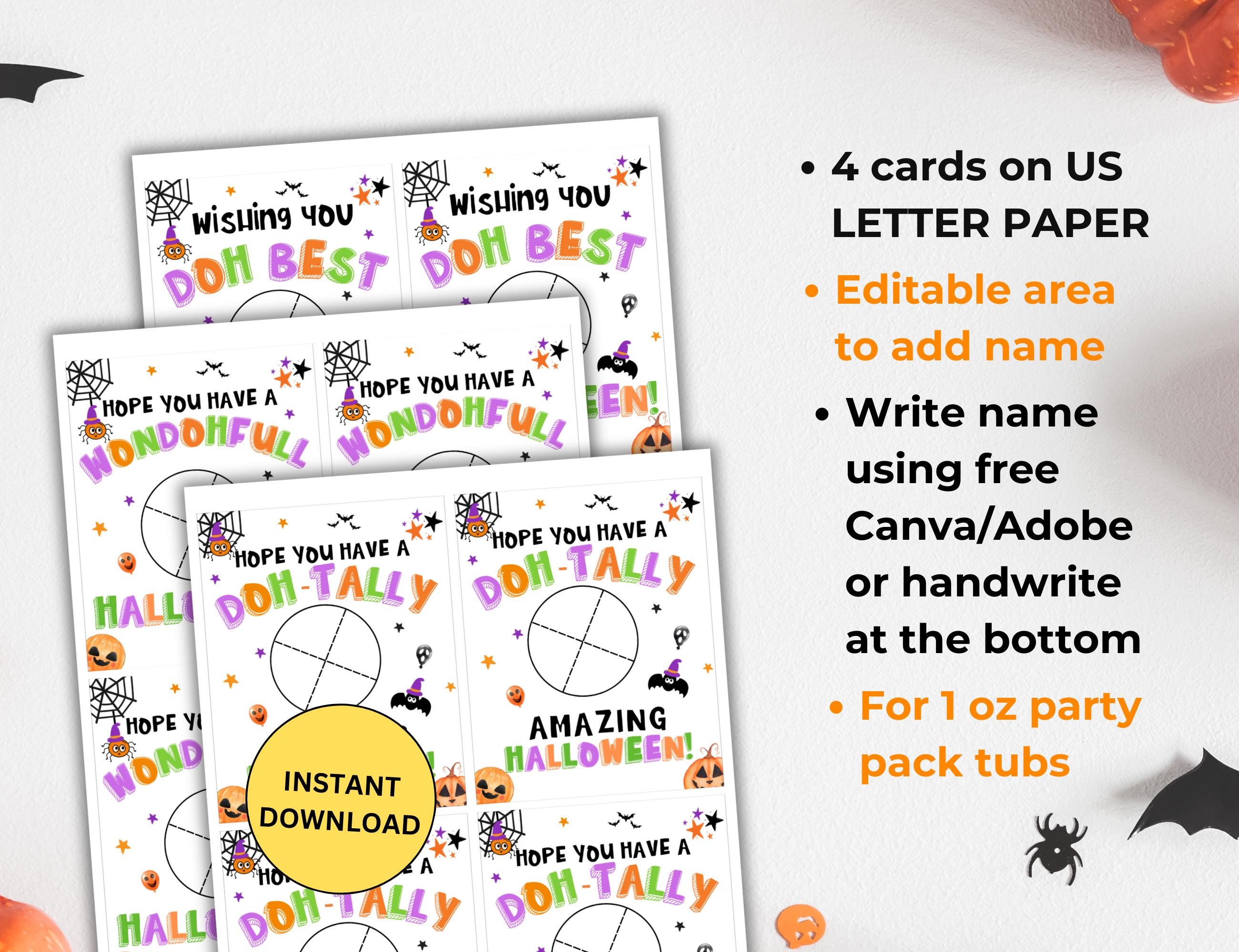 Halloween Playdough Printable Holder, Playdough Favors Tag, Non Candy ...